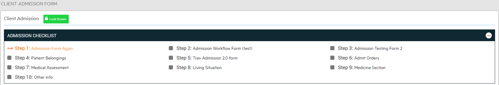 Customizing Admissions Checklist